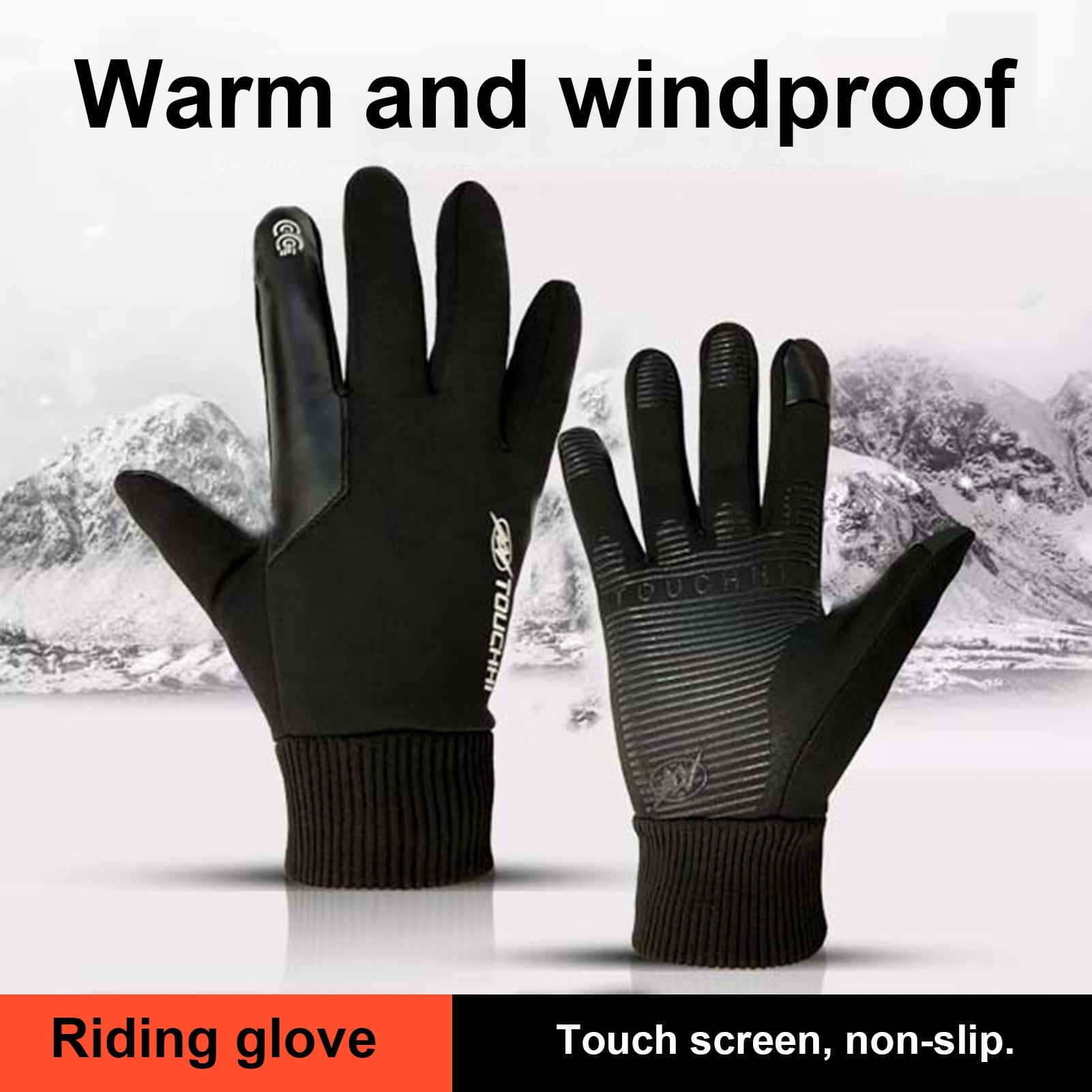 1 Pair USB Heated Cycling Gloves Warm Touchscreen Anti-slip Waterproof Cold Weather Winter Men ...