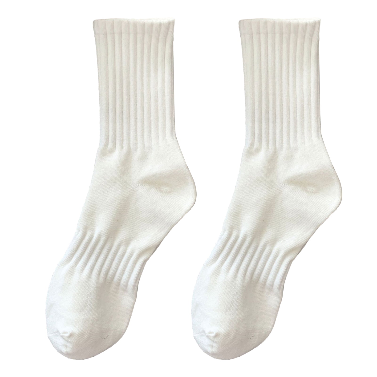1 Pair Unisex Socks Pure Color Knitted Mid-tube Ankle Protection Soft ...