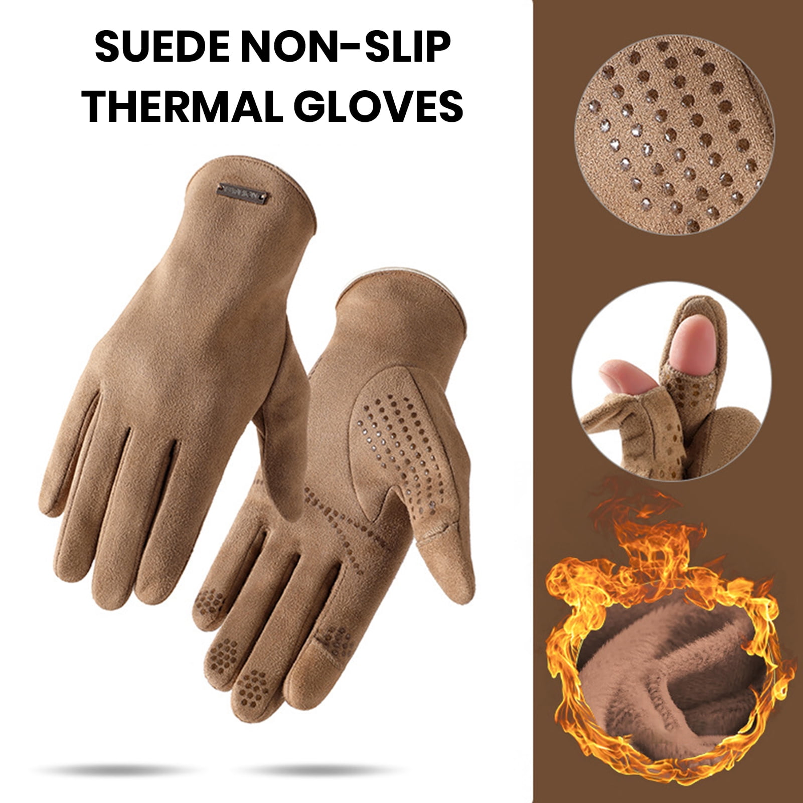 1 Pair Unisex Winter Gloves Thick Plush Double sided Plush Flips Finger ...