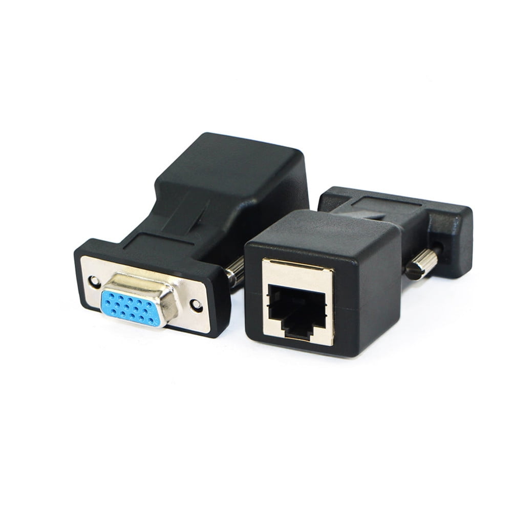 1 Pair VGA Extender Male Female to LAN RJ45 CAT5 20M Network Adapter 3 ...