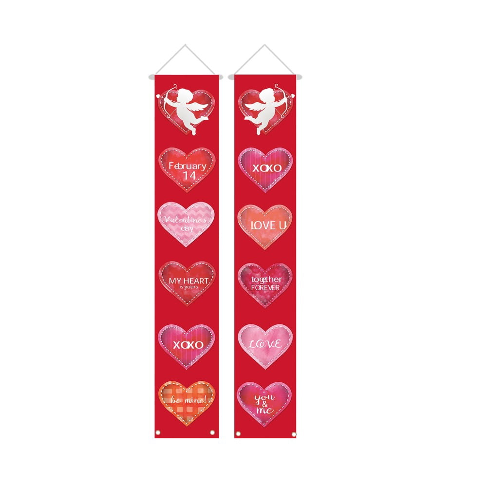 1 Pair Valentine Day Banner Decors Door Porch Banners Decorative Front ...
