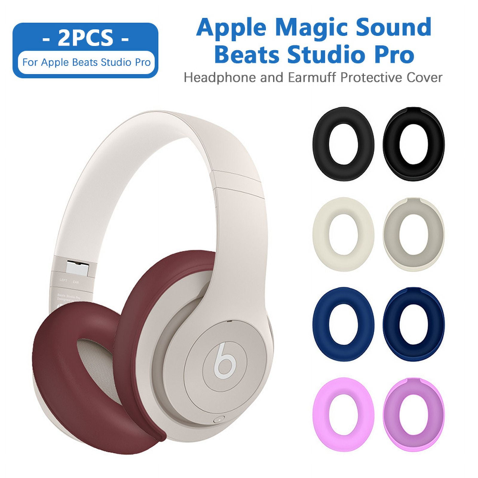 1 Pair Waterproof Headphone Earmuffs Soft Silica Gel Cover For Beats Studio Pro - Walmart.com