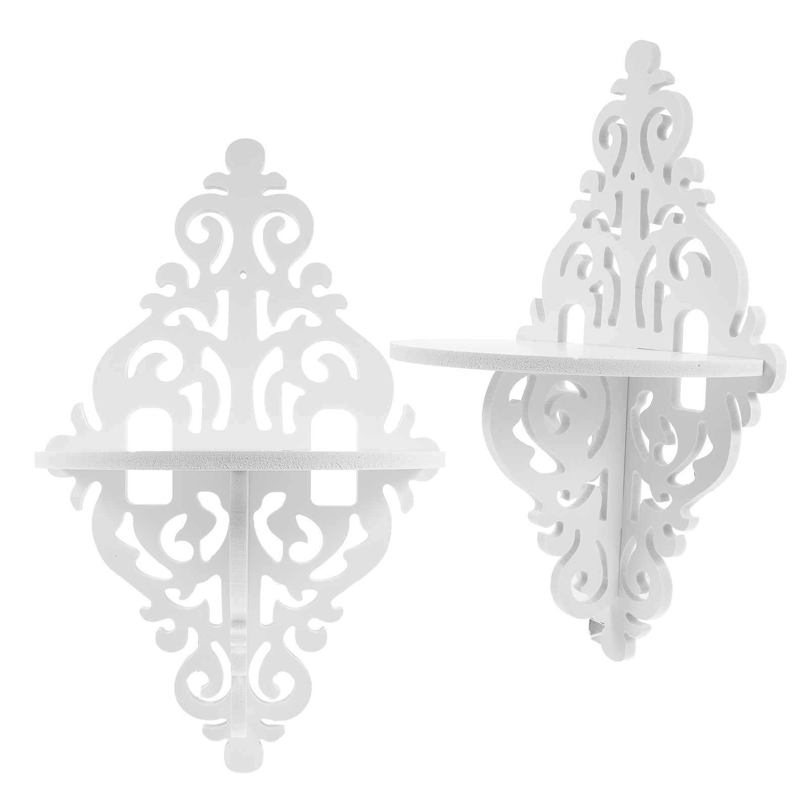 1 Pair White Hanging Shelf White Carved Floating Shelves Decorative ...