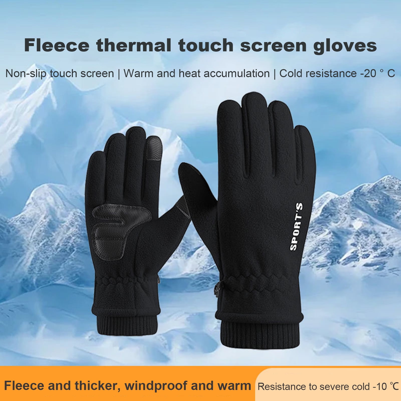1 Pair Winter Cycling Gloves Warm Touchscreen Anti-slip Windproof Waterproof Cold Weather Men ...