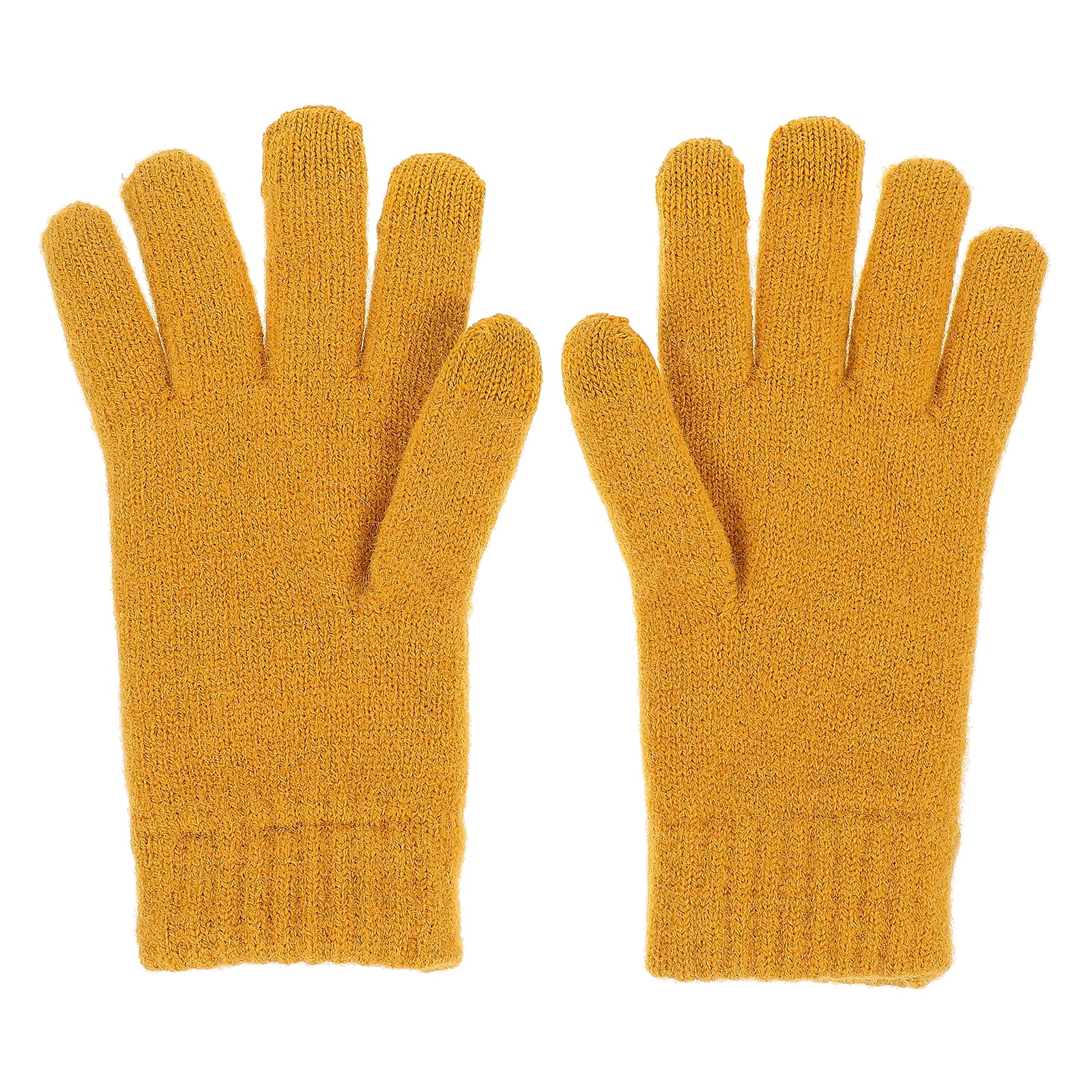 OUNONA Warm Yellow Knitted Winter Mittens for Touchscreen Use and ...