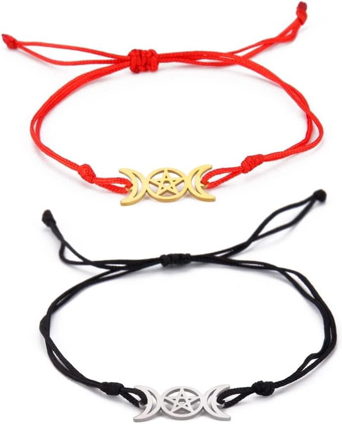 1 Pair Witches Knot Charm Bracelets Set Stainless Steel Celtic Knot ...