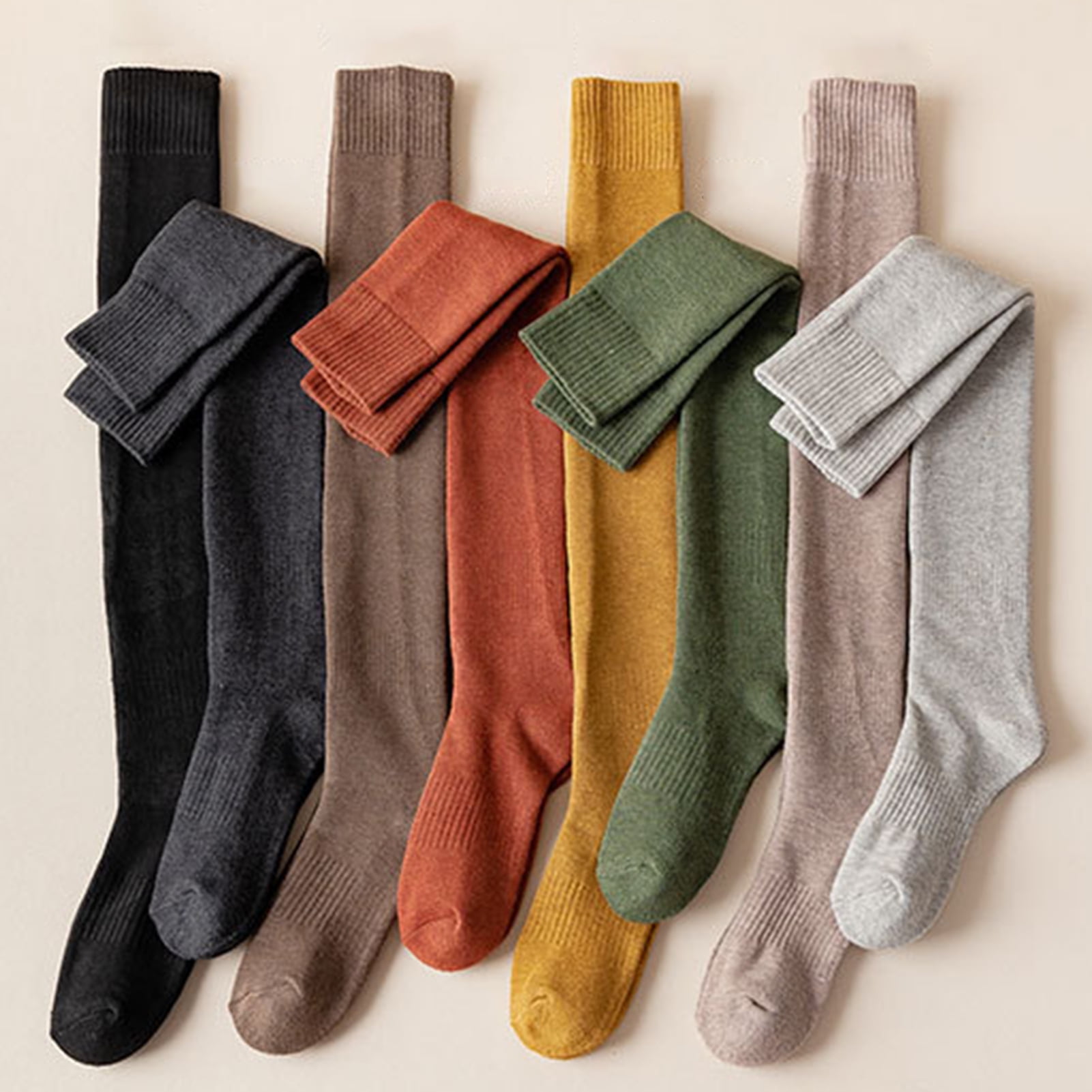 1 Pair Women Thigh High Socks Extra Long Cotton Knit Warm Thick Tall ...