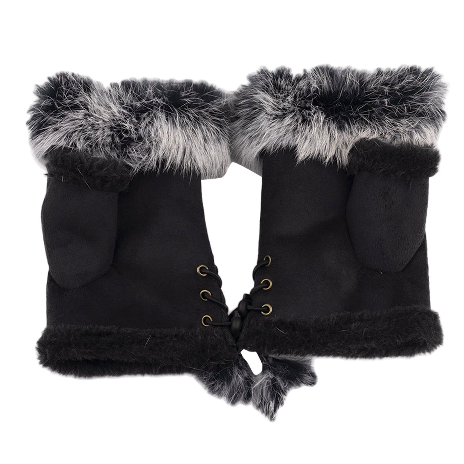 1 Pair Womens Winter Half Finger Gloves Warmer Hand Keyboard Gloves ...