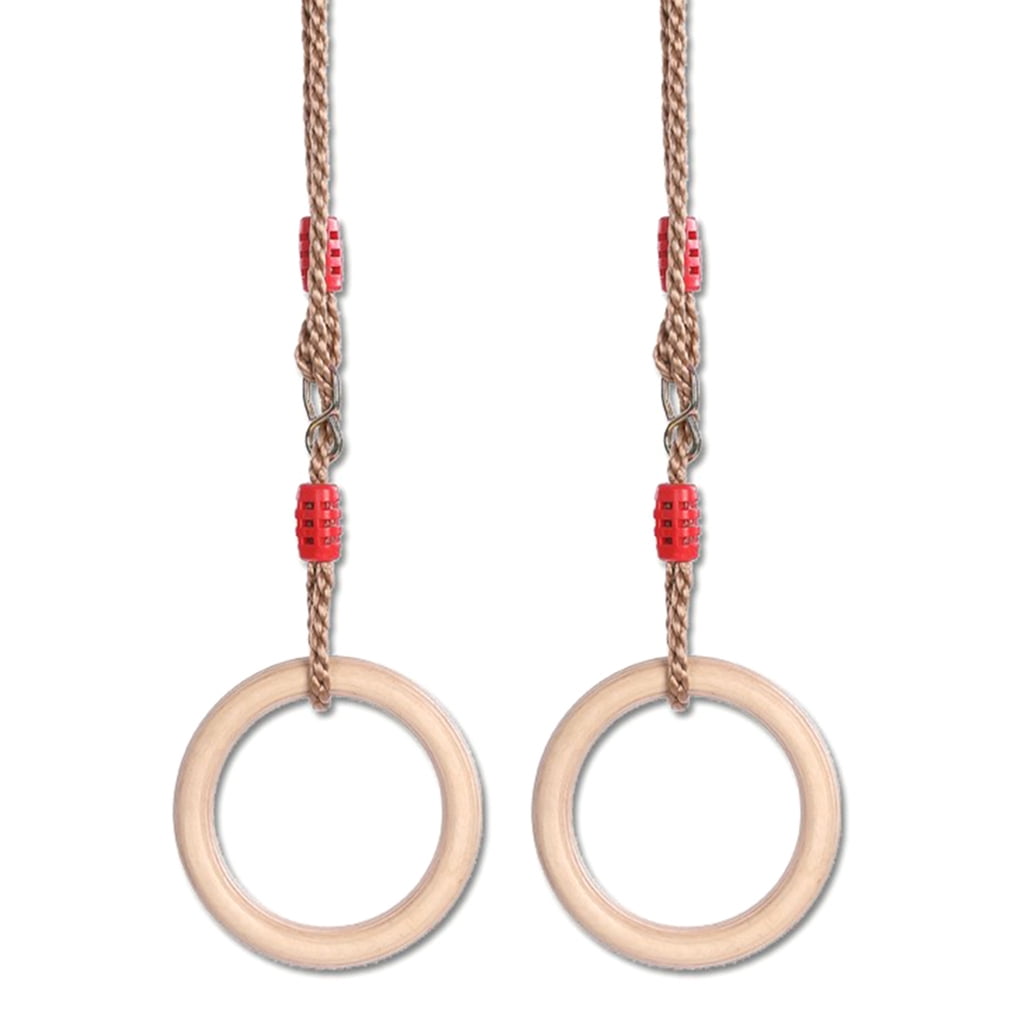 1 Pair Wooden Children Swing Rings with Rope Playground Flying Gym ...