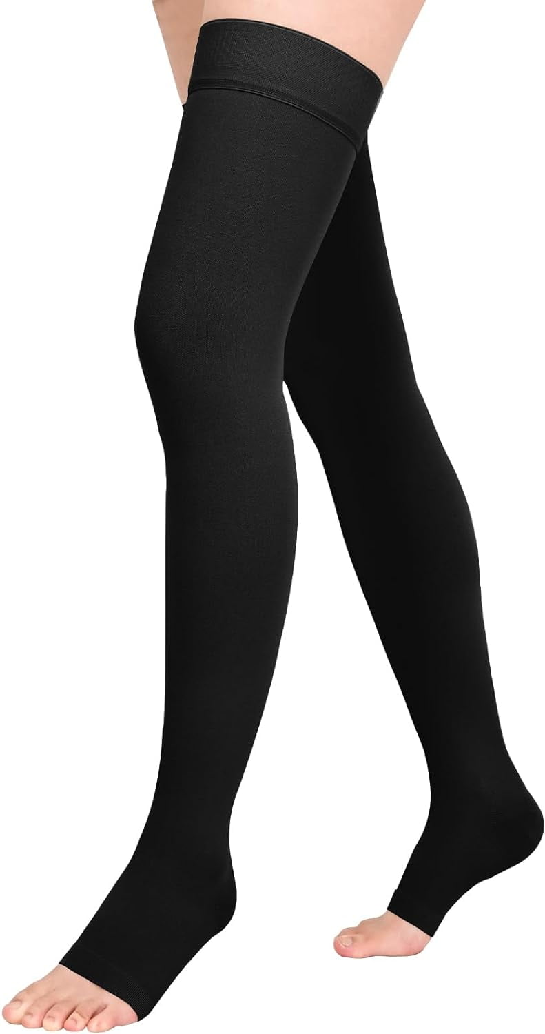 1 Pair Wukang 20-32mmHg Black XL Size Thigh High Compression Stocking ...