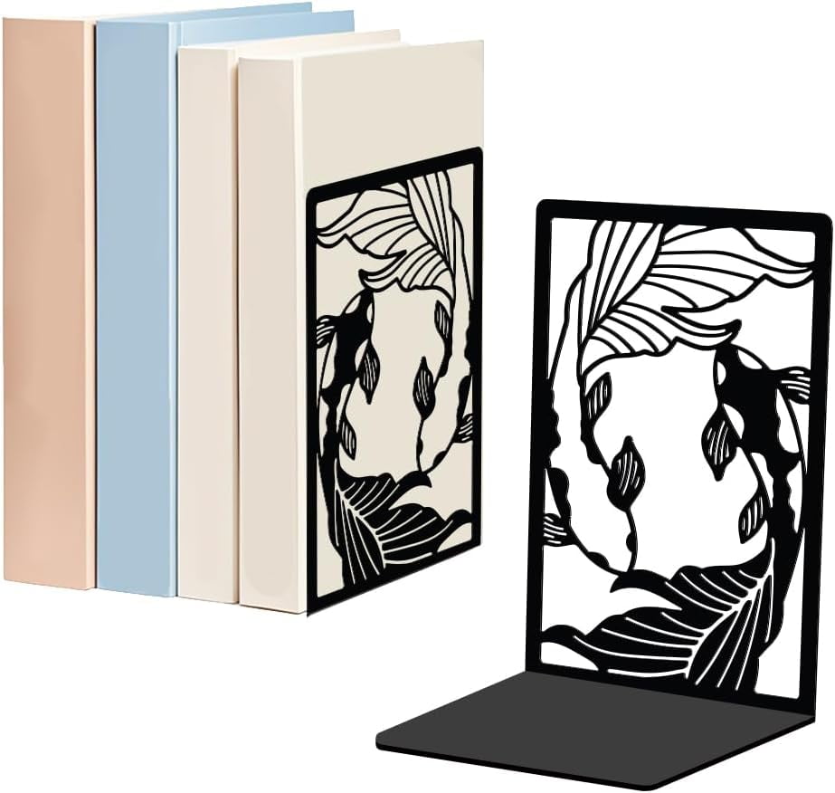 1 Pair Yin Yang Fish Metal Bookends for Shelves Decorative Ornamental ...