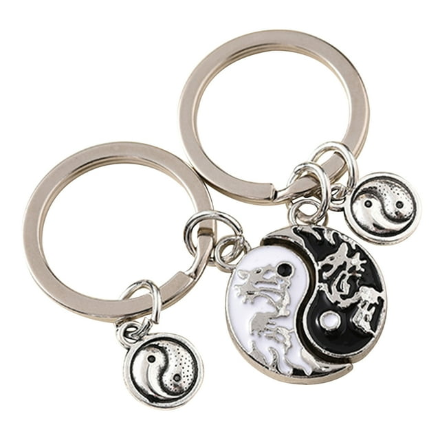 1 Pair Yin Yang Keychain Stainless Steel Matching Key Ring Boyfriend ...
