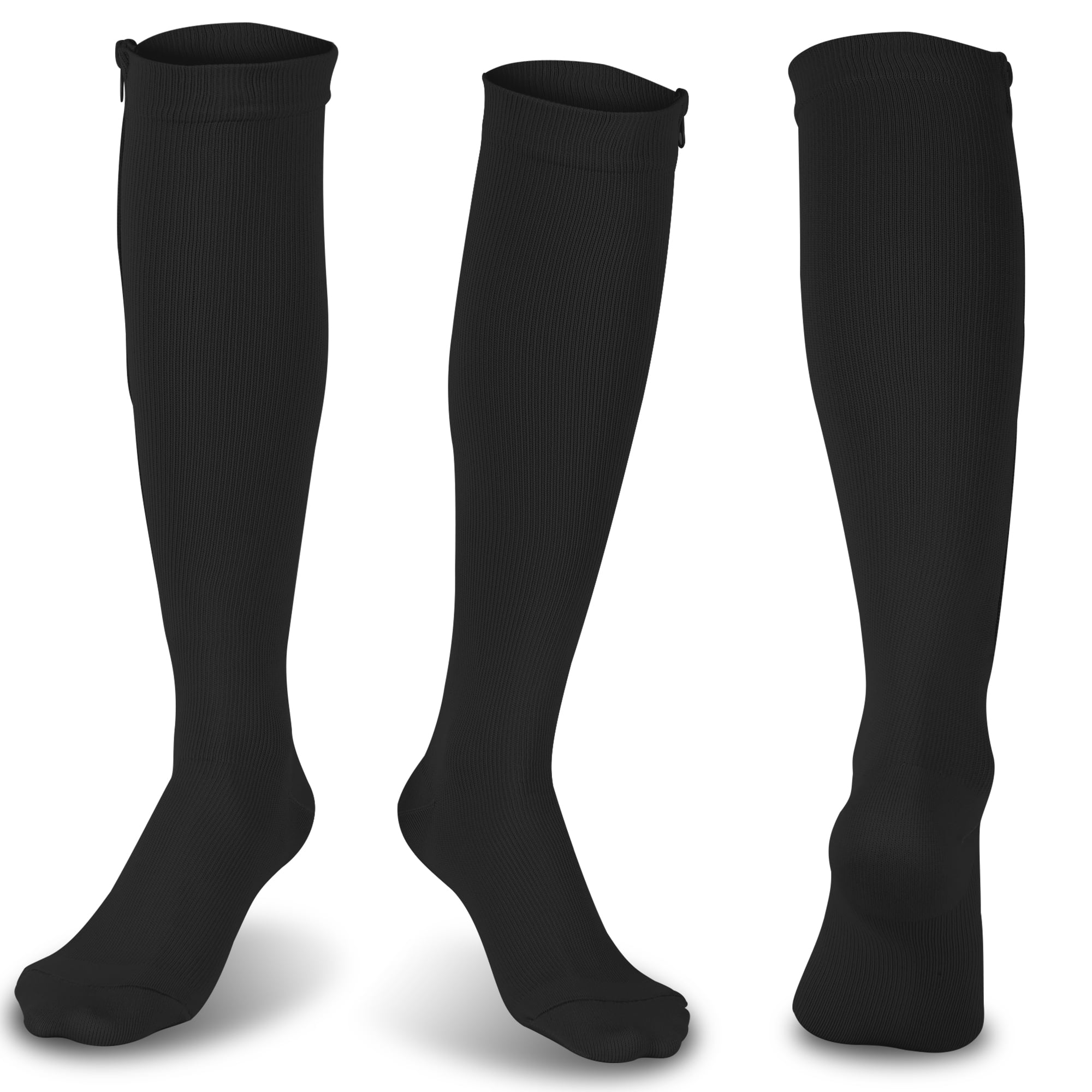 1 Pair Zipper Compression Socks for Women & Men,15-20 mmHg Closed Toe ...
