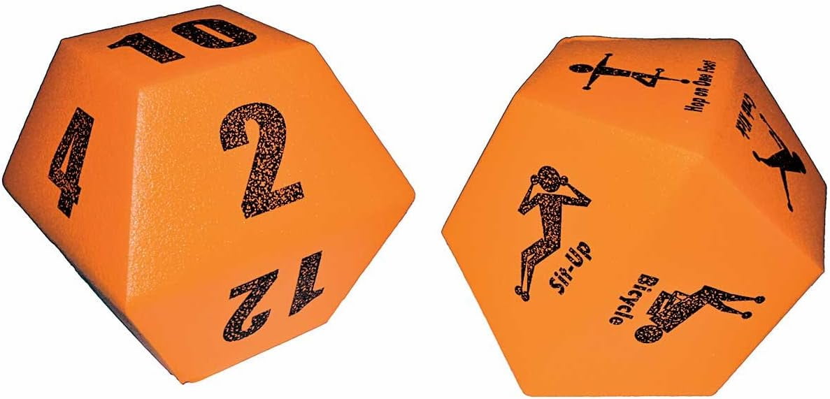 1-Pair of 10 Sided Foam Fitness Dice (1 die with 10 Numbers, 1 die with ...
