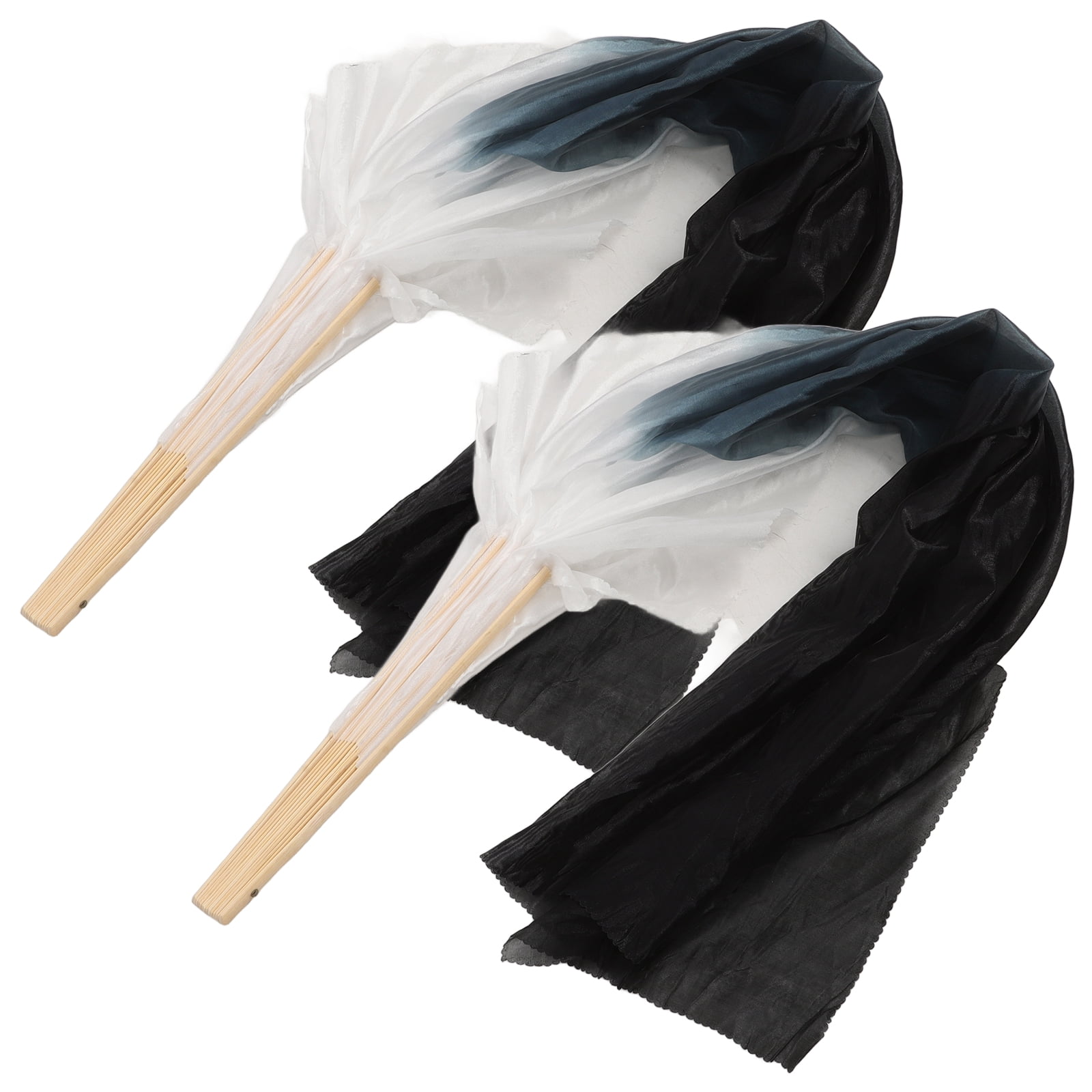 1 Pair of Belly Dancing Fans Chinese Hand Made Bamboo Veils Long Fans ...