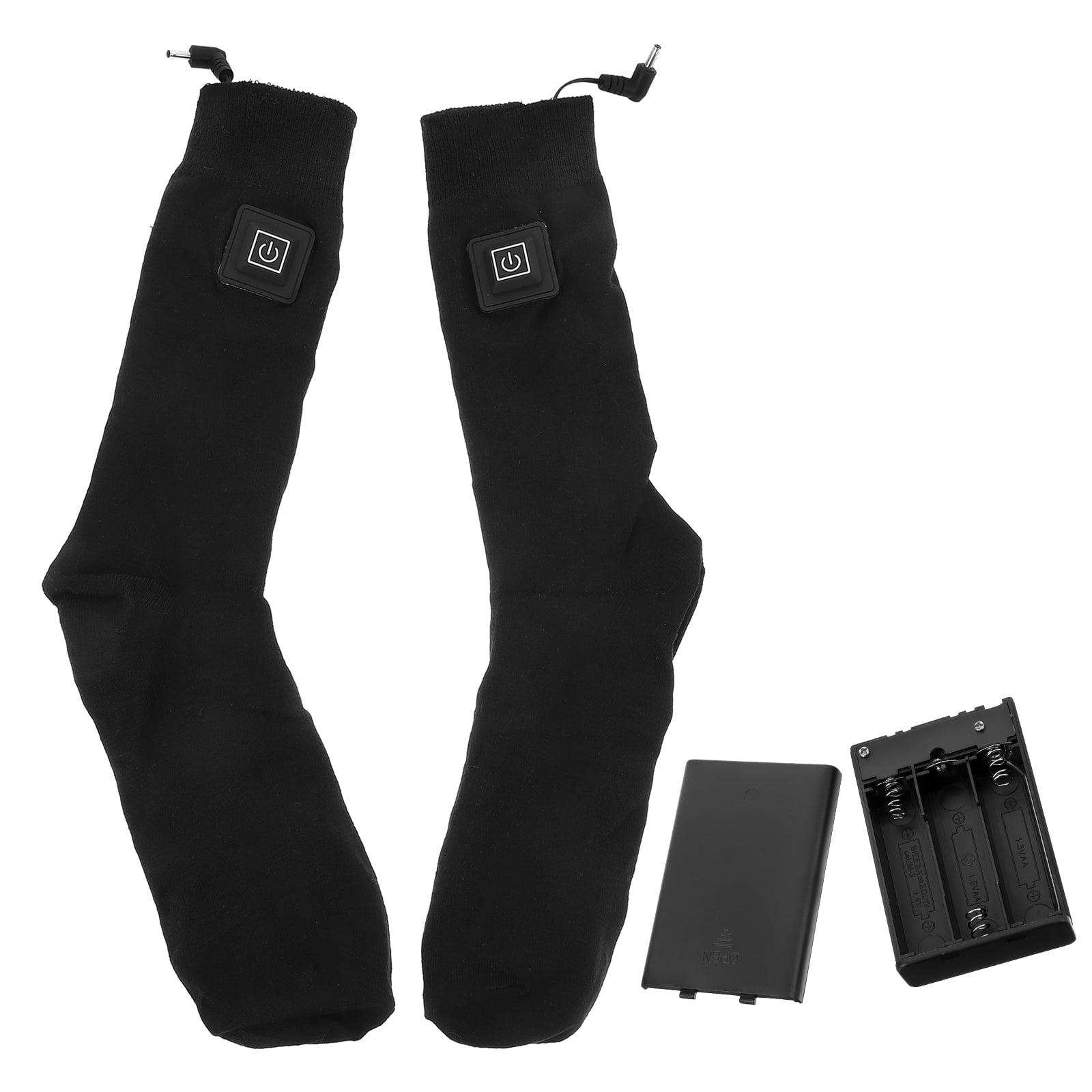 1 Pair of Electric Socks with Battery Box Thermal Socks Thick Cotton ...