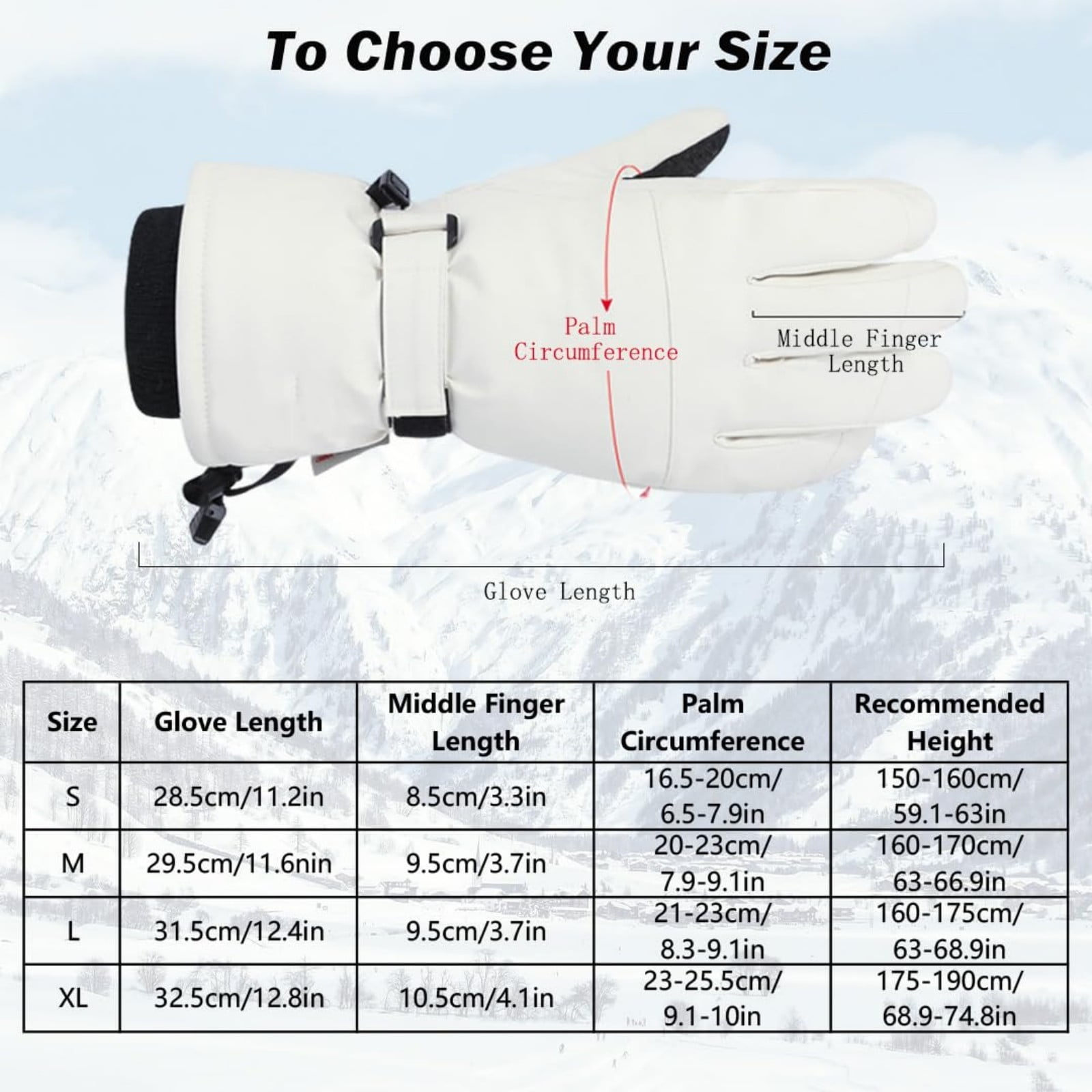 1 Pair of Gloves Pro Ski Gloves with Wrist Guards Thermal Cold Weather ...