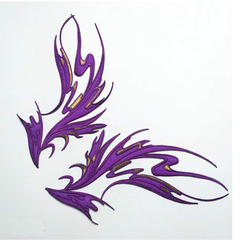 1 Pair of Gold Thread Embroidery Feather Airfoil Patch Iron Ironing ...