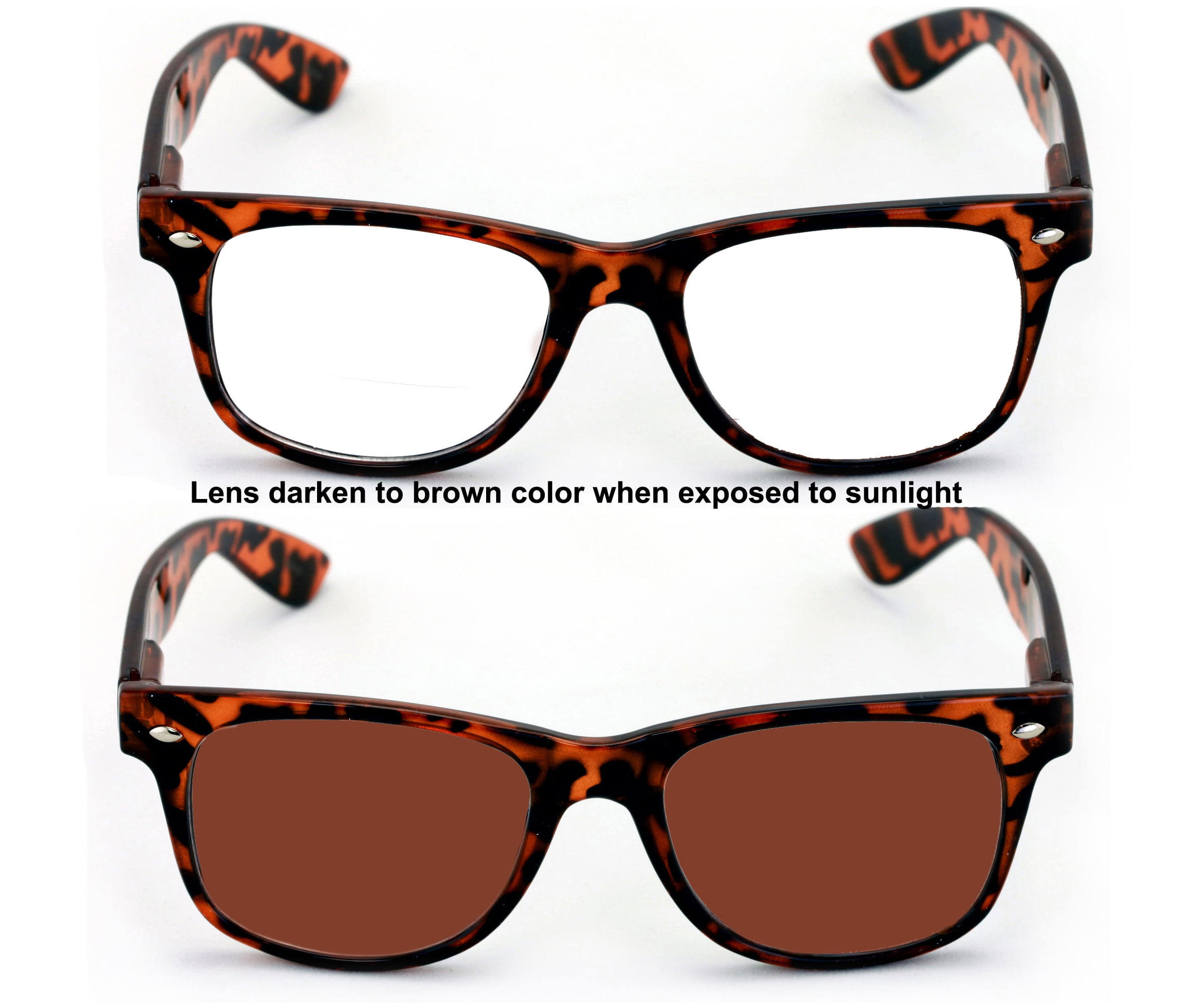 1 Pair of Photochromic Reading Glasses - Reader That Darkens When ...