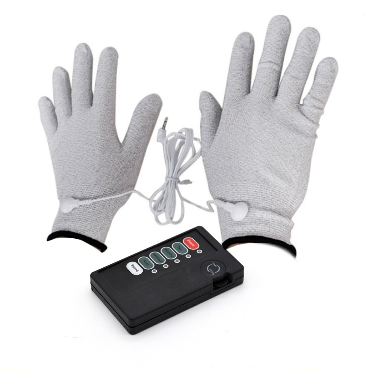 1 Pair of Silver Conductive Massage Gloves TENS Massager Kit - Walmart.com