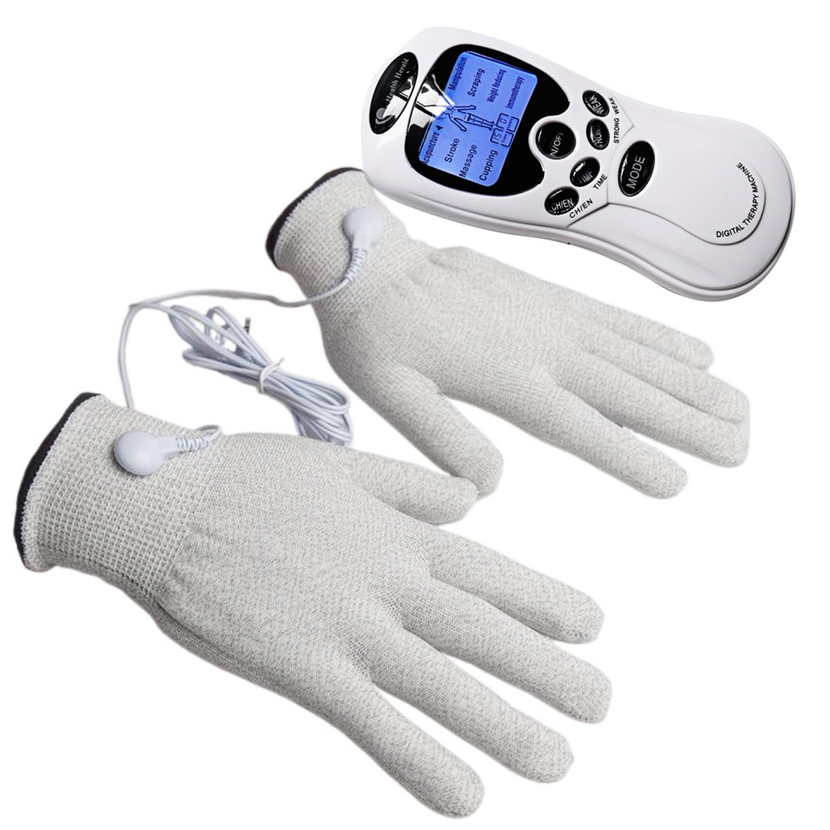 1 Pair of Silver TENS Conductive Massage Gloves Massager Kit - Walmart.com