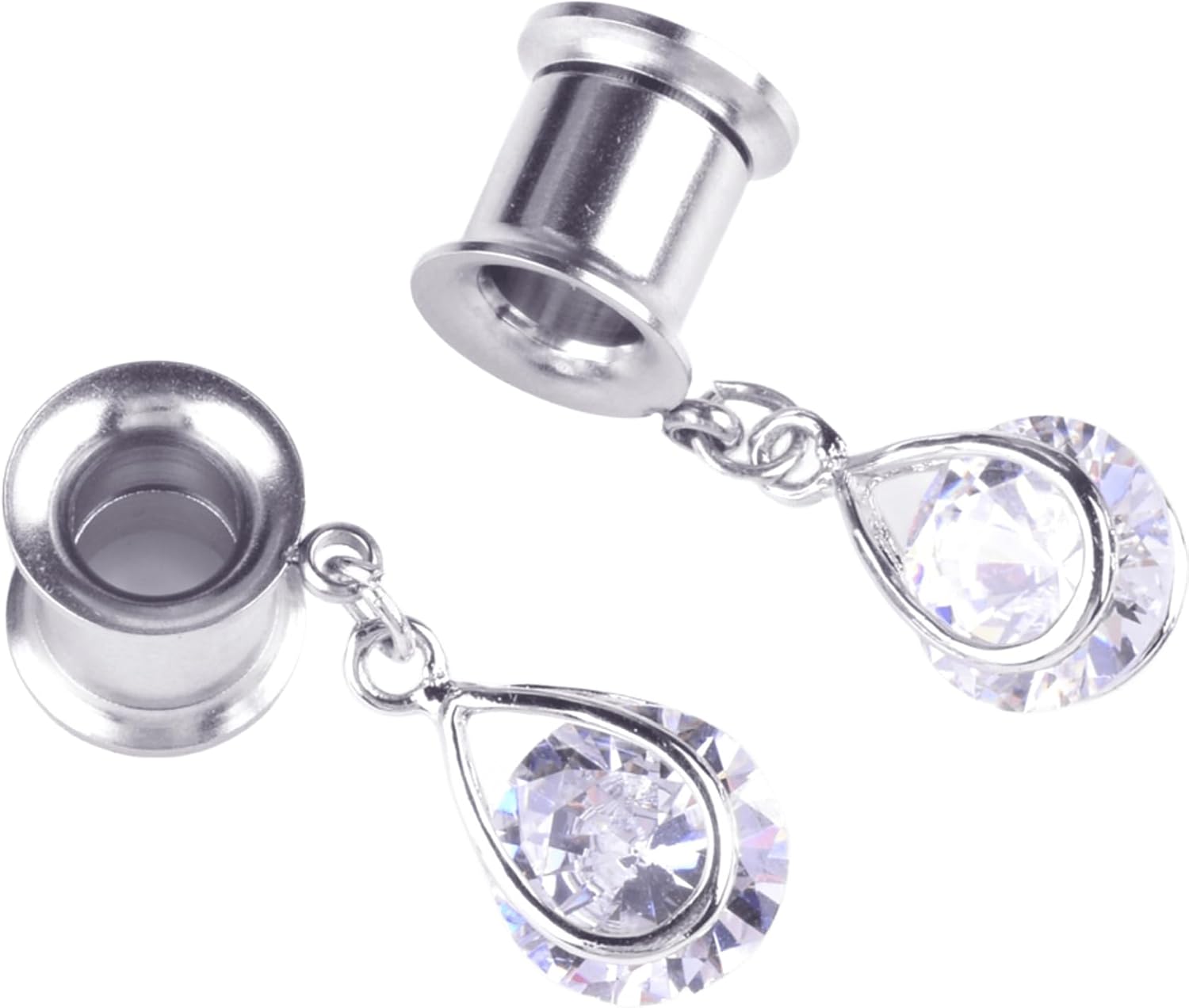 1 Pair saddle gauges earring with Natural Stone Dangle Ear Gauges Plugs ...