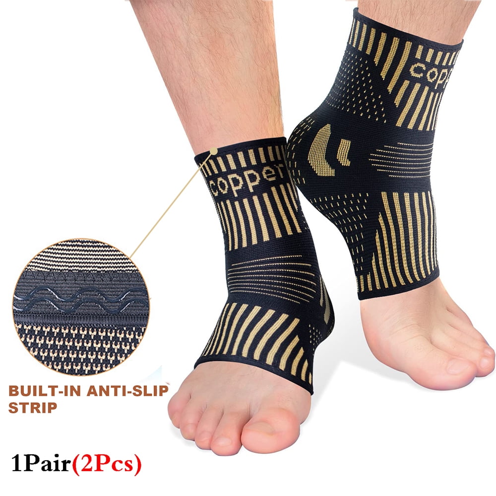 1 Pairs Copper Ankle Brace Compression Sleeve Support for Women Men ...