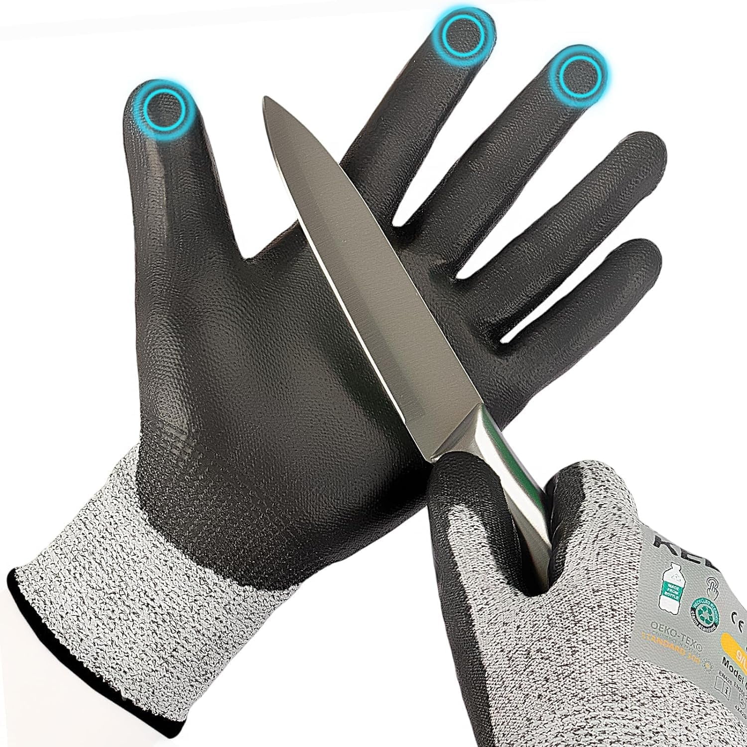 1 Pairs Cut Resistant Gloves with PU Coating, ANSI A2 Certified ...