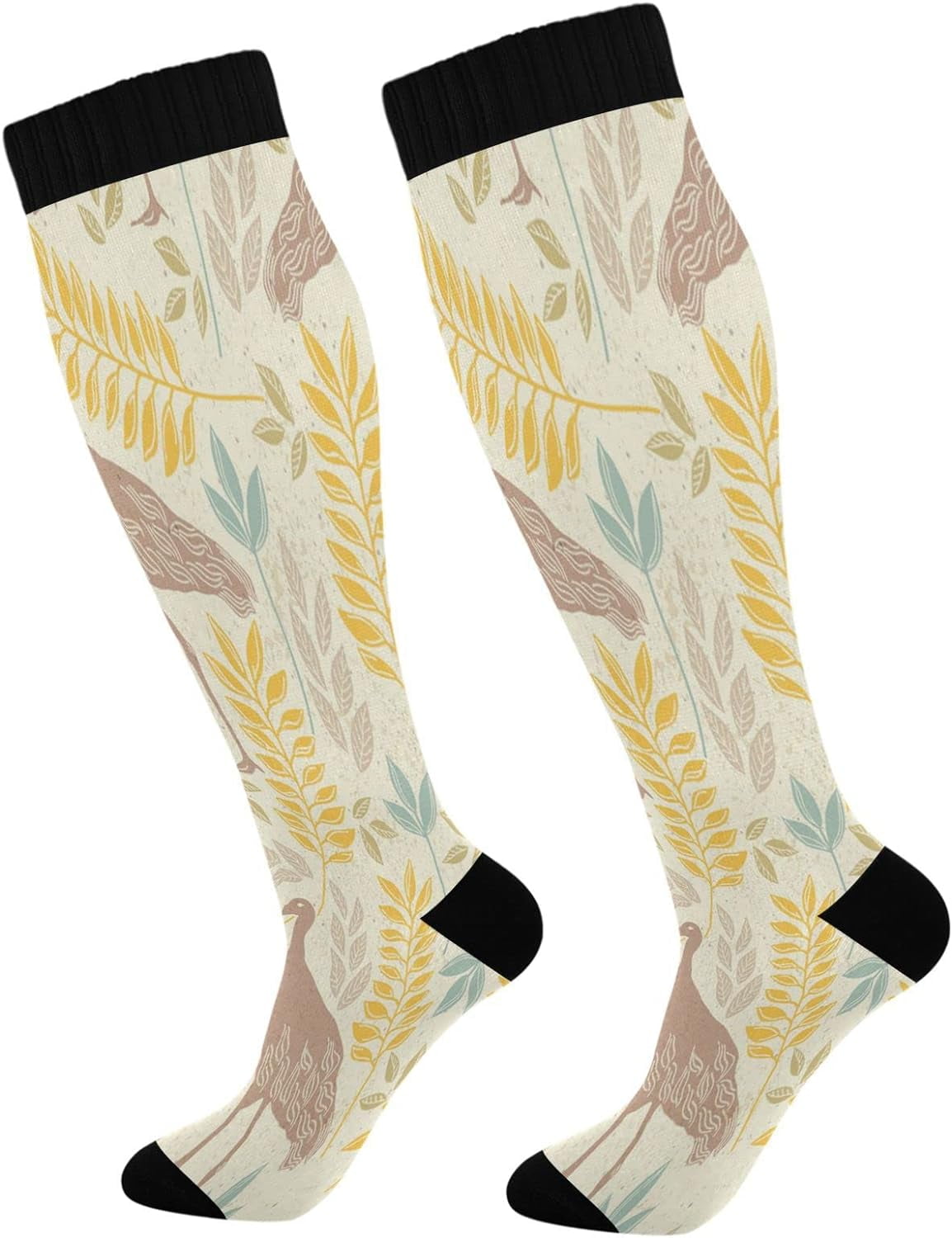 1 Pairs Eucalyptus Leaves Compression Socks for Women Men Knee High ...