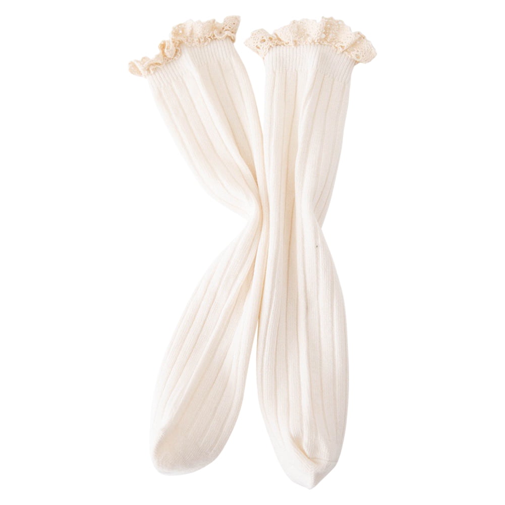 1 Pairs Girls Ruffle Socks Double Lace Frilly Dress Socks Kids Turn ...