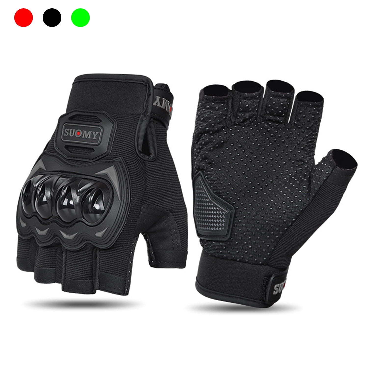 1 Pairs Half Finger Motocycle Gloves, Black PVC Hard Shell Breathable ...