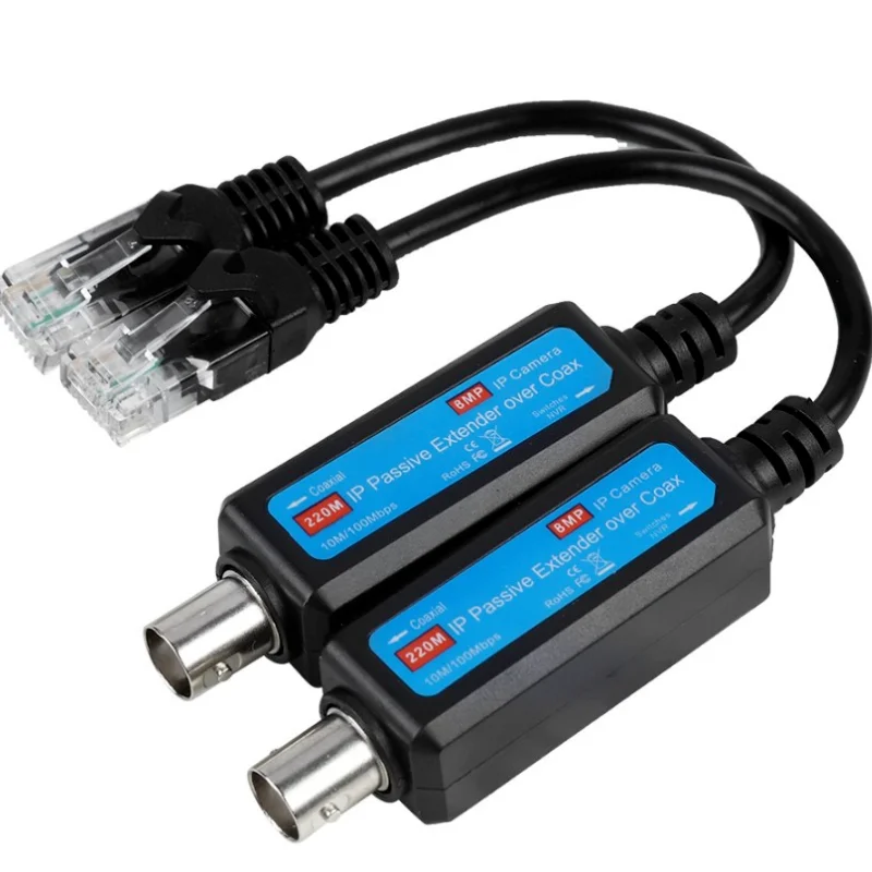 1 Pairs IP Camera Ethernet Twisted Passive Extender Transmitter Coaxial ...