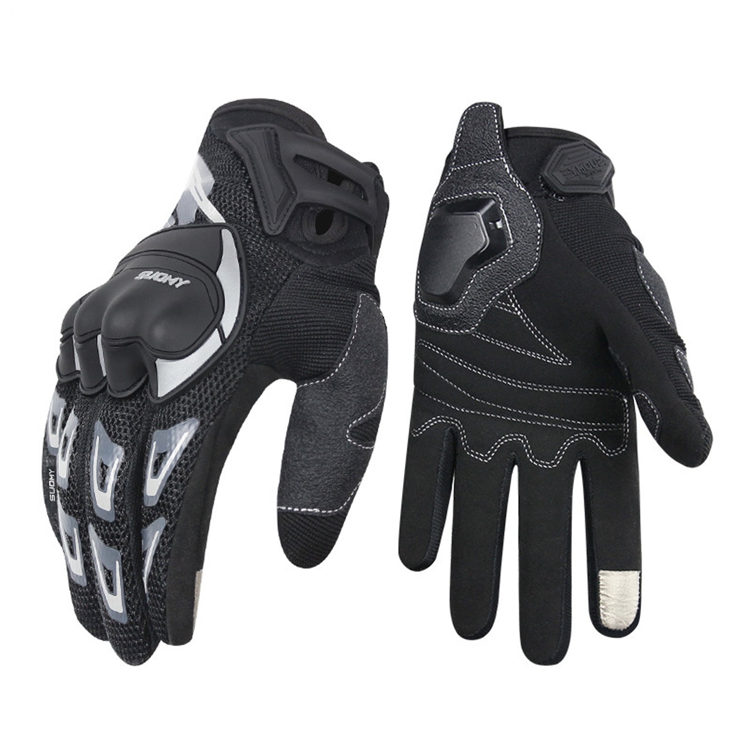 1 Pairs Motocycle Gloves With Reflective, Black Motorcycle Gloves for ...
