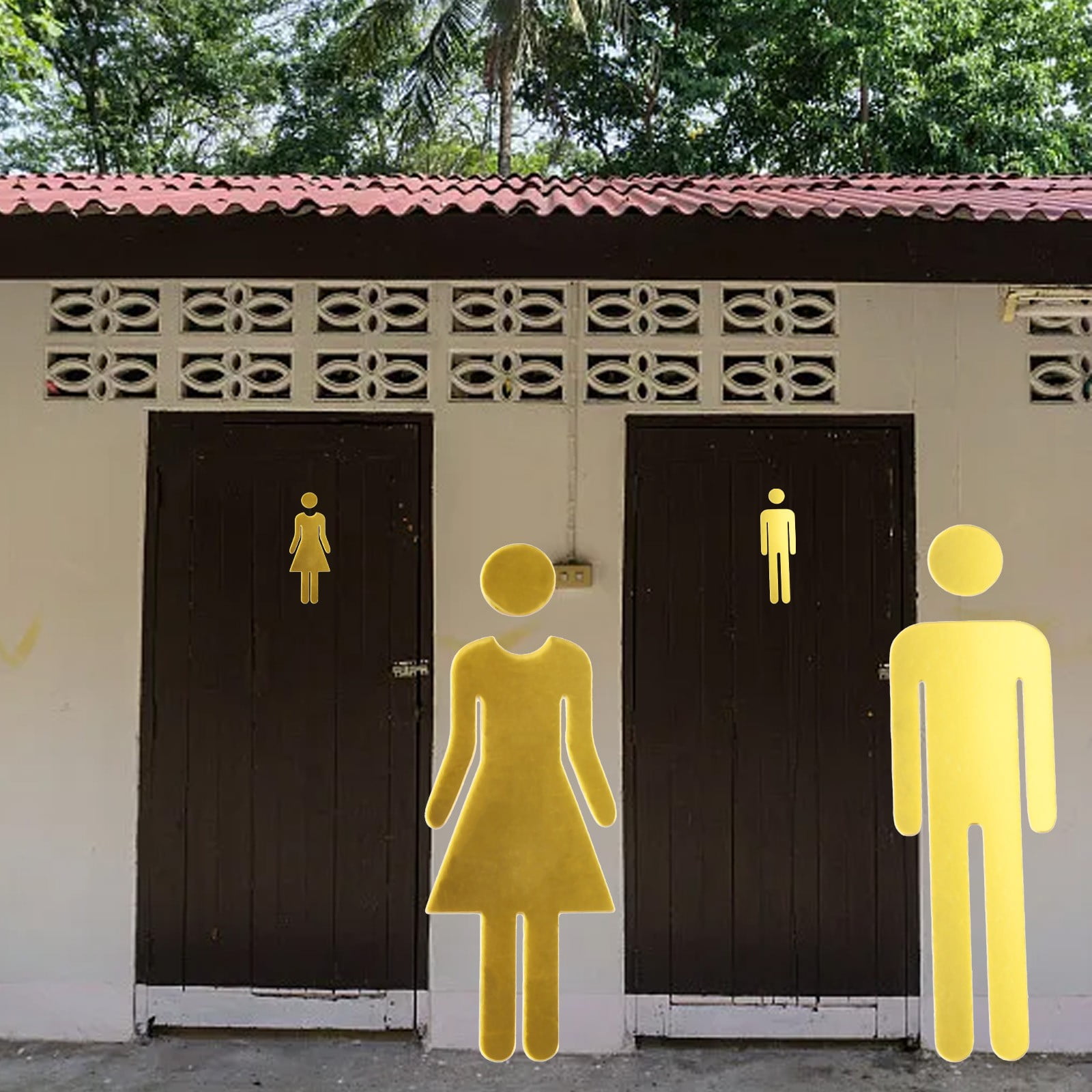 1 Pairs Self-Sticker 3D Acrylic Men& Woman WC Restroom Bathroom Toilet ...