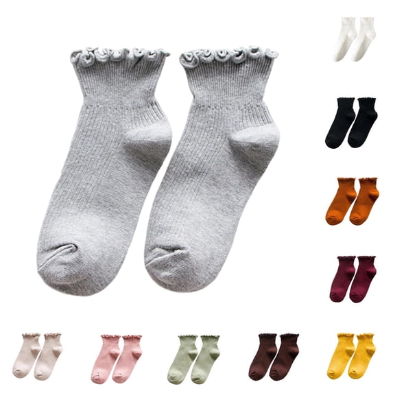1 Pairs Sweet Frilly Ribbed Hosiery, Breathable Textured Short ...
