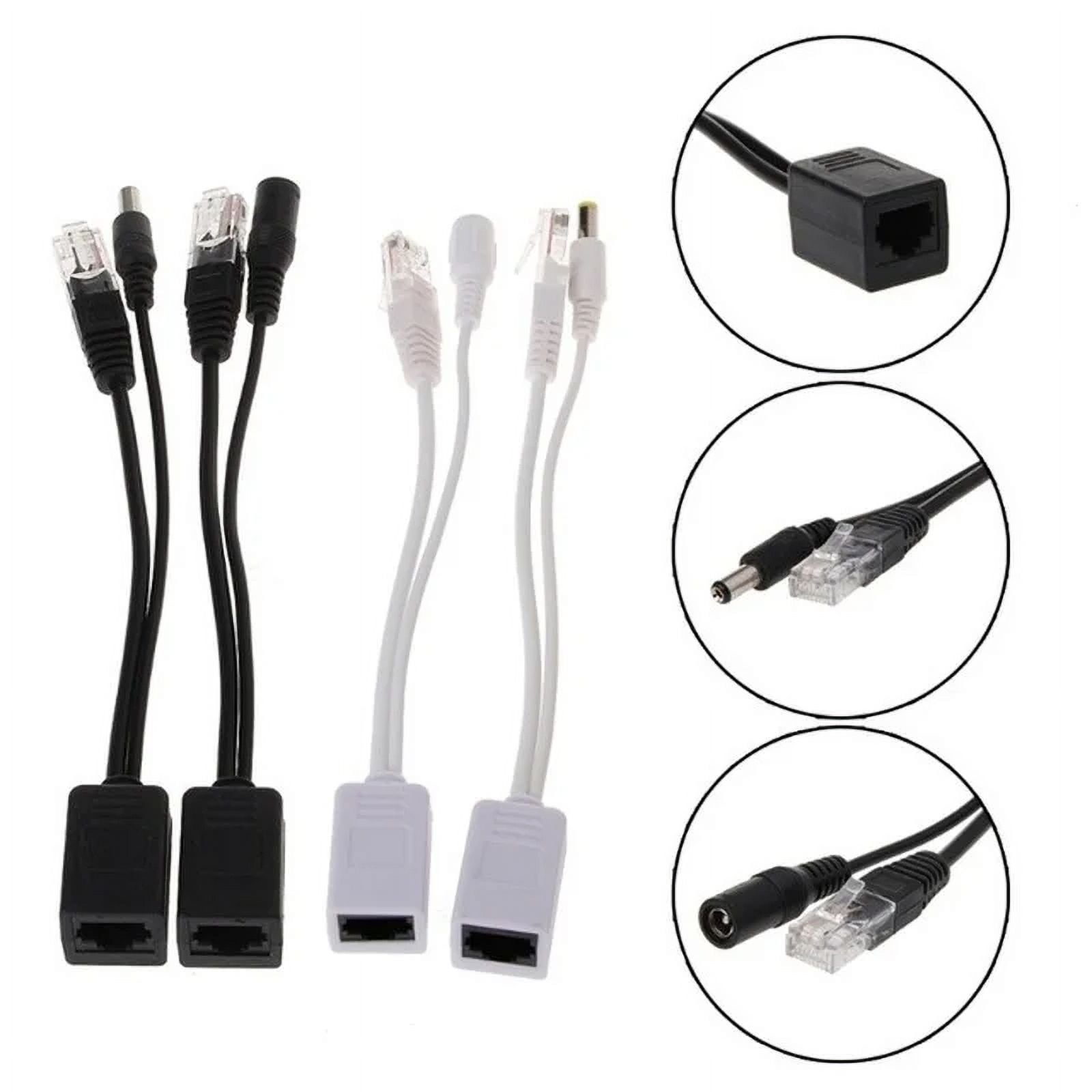 1 Pairs White POE Adapter cable RJ45 Injector Splitter Kit Tape ...
