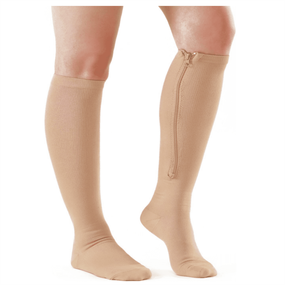 1 Pairs Zipper Pressure Compression Socks Stockings Leg - Open Toe Knee ...