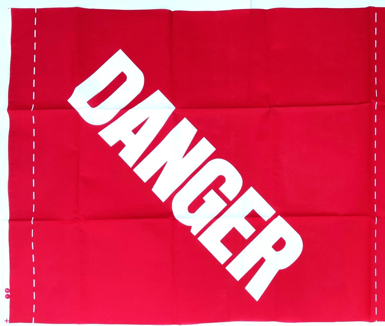 1 Panel – DANGER 2 Large Blocks Red Polyester Fabric Panel - 2 Large ...
