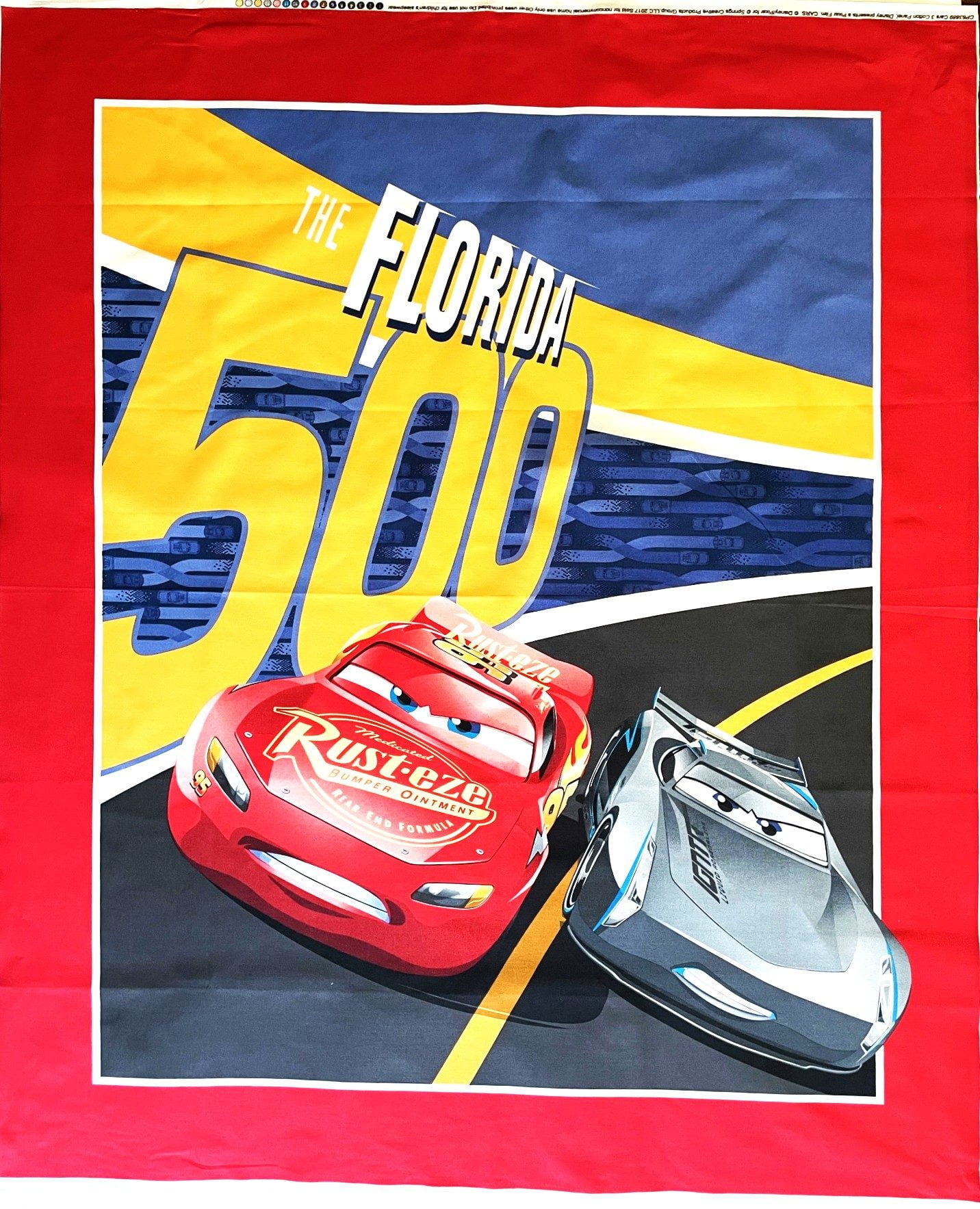 1 Panel - Disney Cars Florida 500 Race Cotton Fabric Panel - Lightning ...