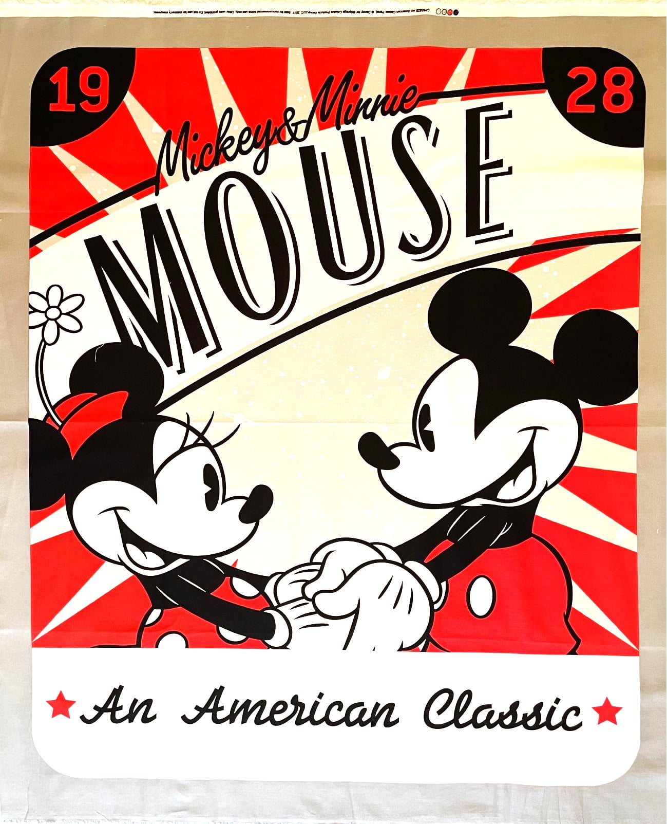 1 Panel - Disney Mickey & Minnie Mouse "An American Classic" Cotton ...