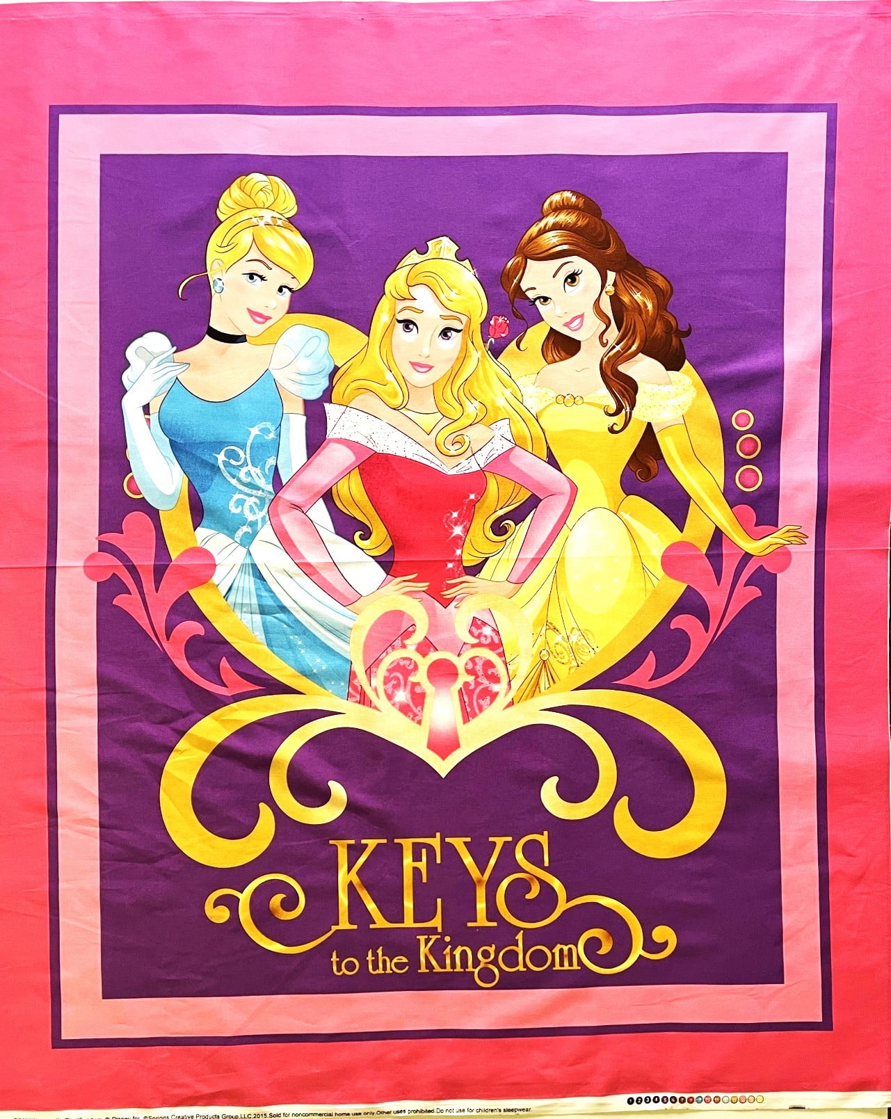 1 Panel - Disney Princess "Keys to the Kingdom" Cotton Fabric Panel ...