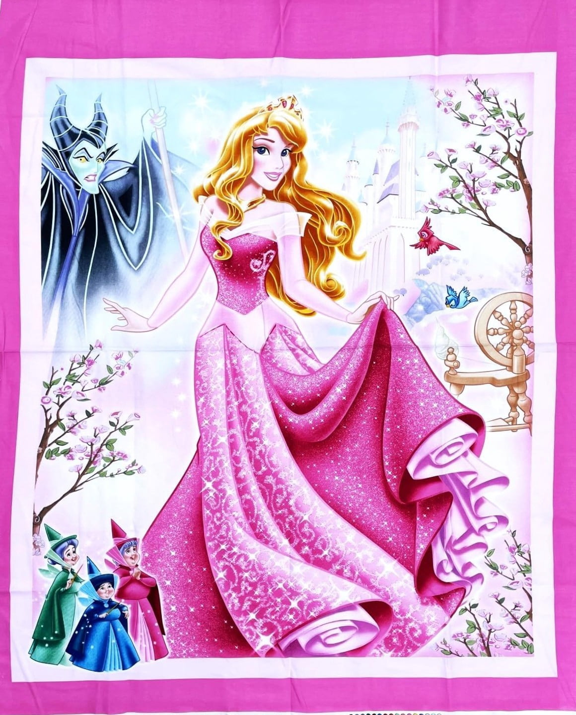 1 Panel - Disney Princess Sleeping Beauty & Maleficent Cotton Fabric ...