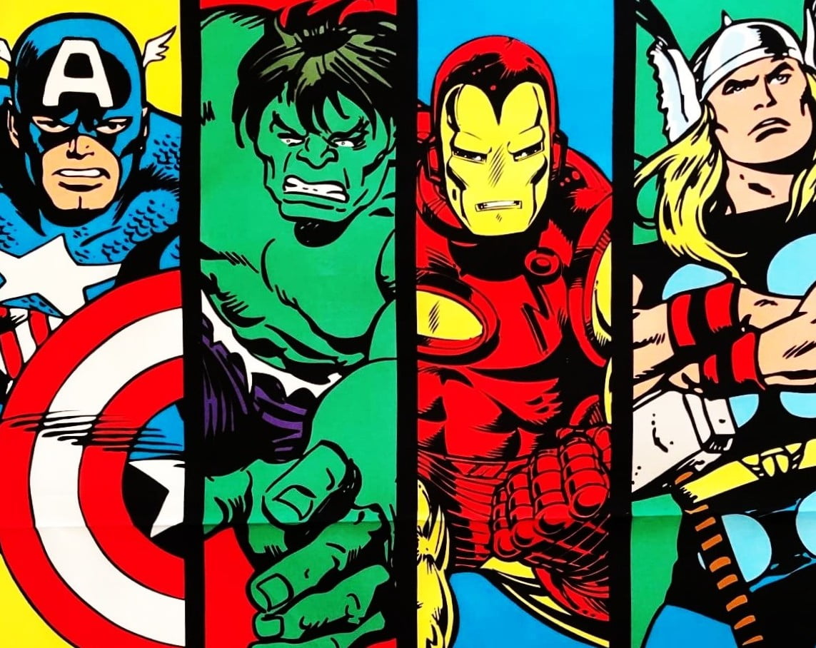 1 Panel - Marvel Heros Captain America Hulk Iron Man & Thor Cotton ...