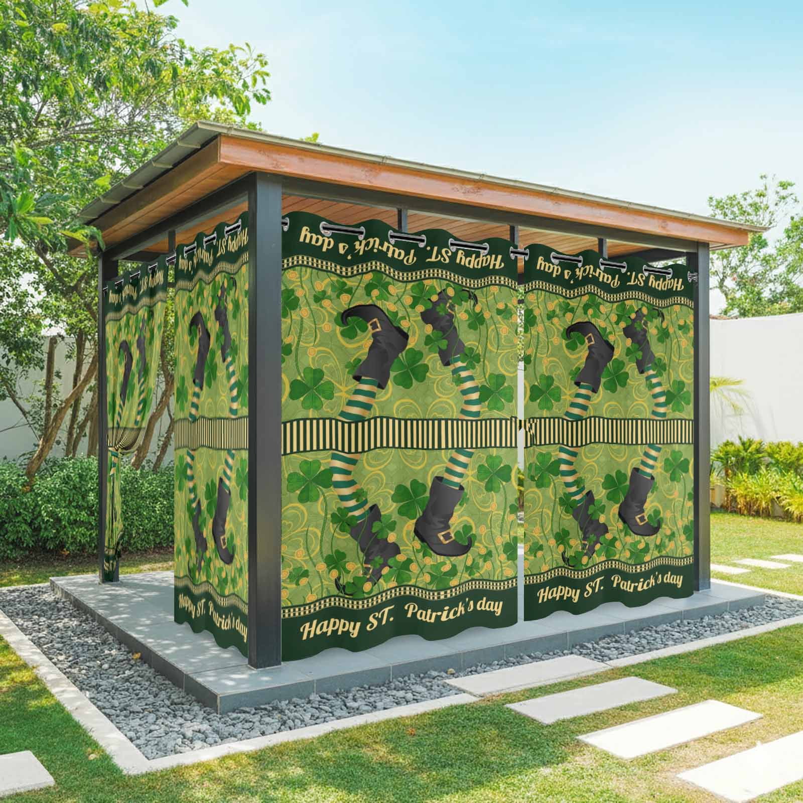 1 Panel Outdoor Curtains for Patio Waterproof 54"x108" Happy St ...