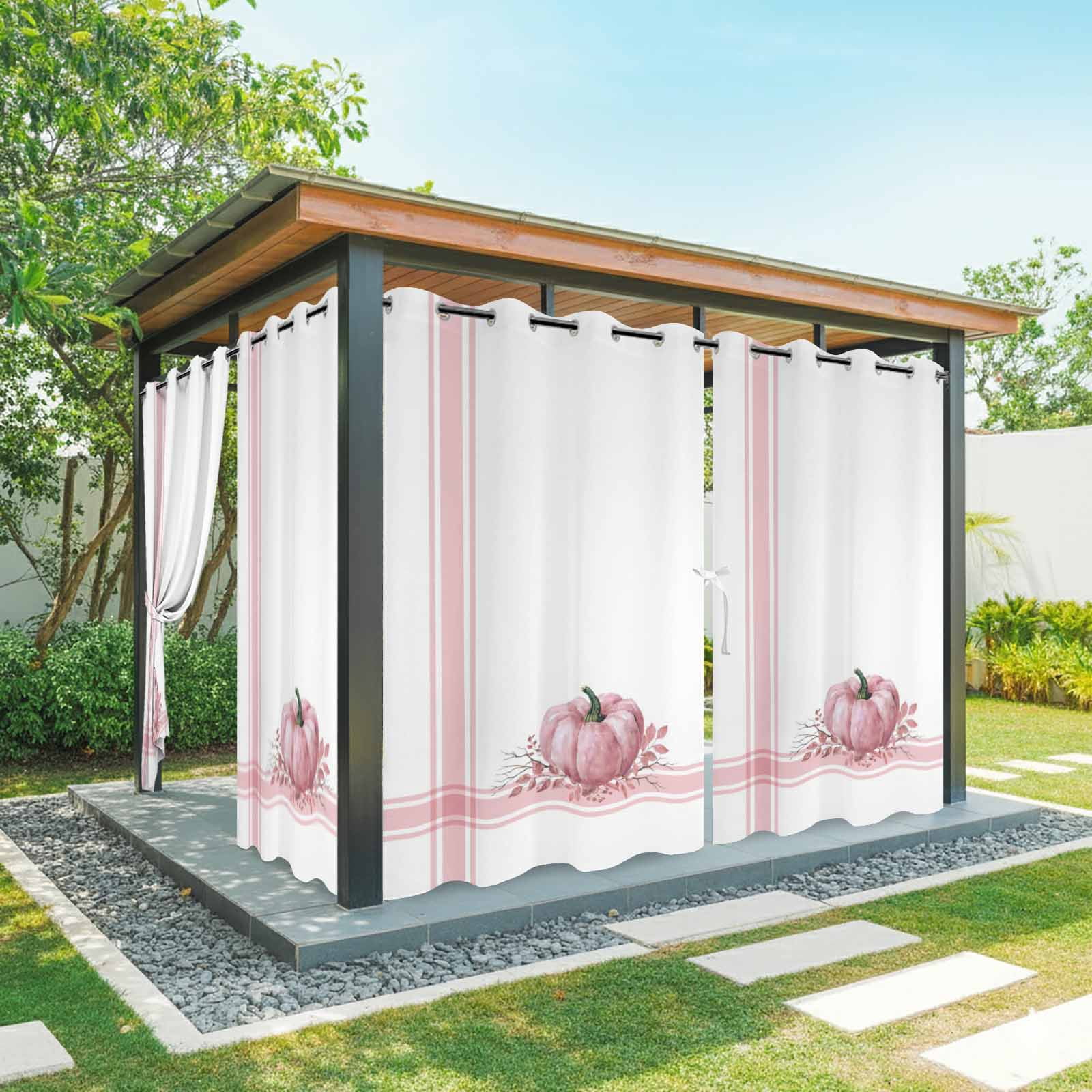 1 Panel Outdoor Curtains for Patio Waterproof 54"x108" Pink Pumpkin ...