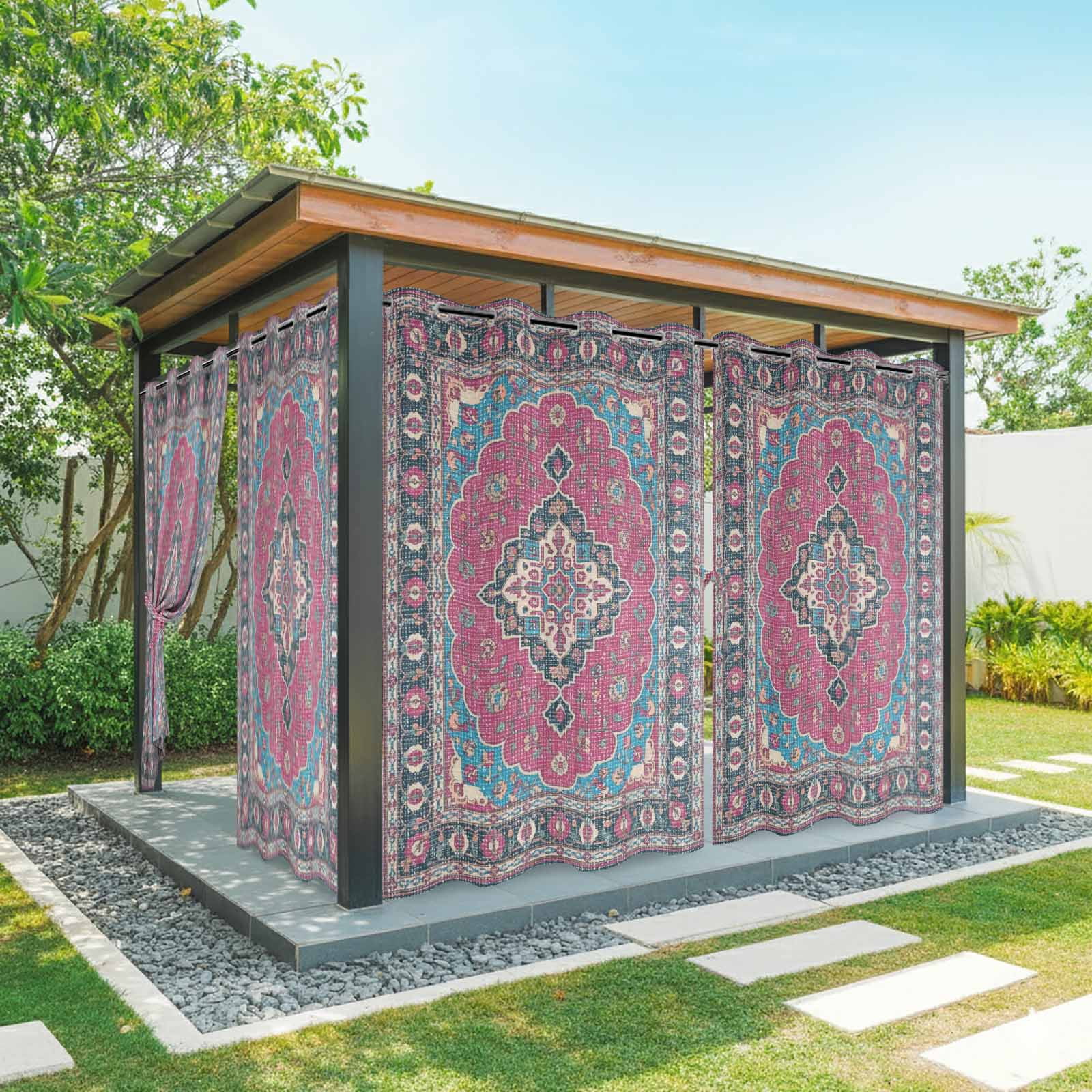 1 Panel Outdoor Curtains for Patio Waterproof 54"x84", Boho Southwest ...