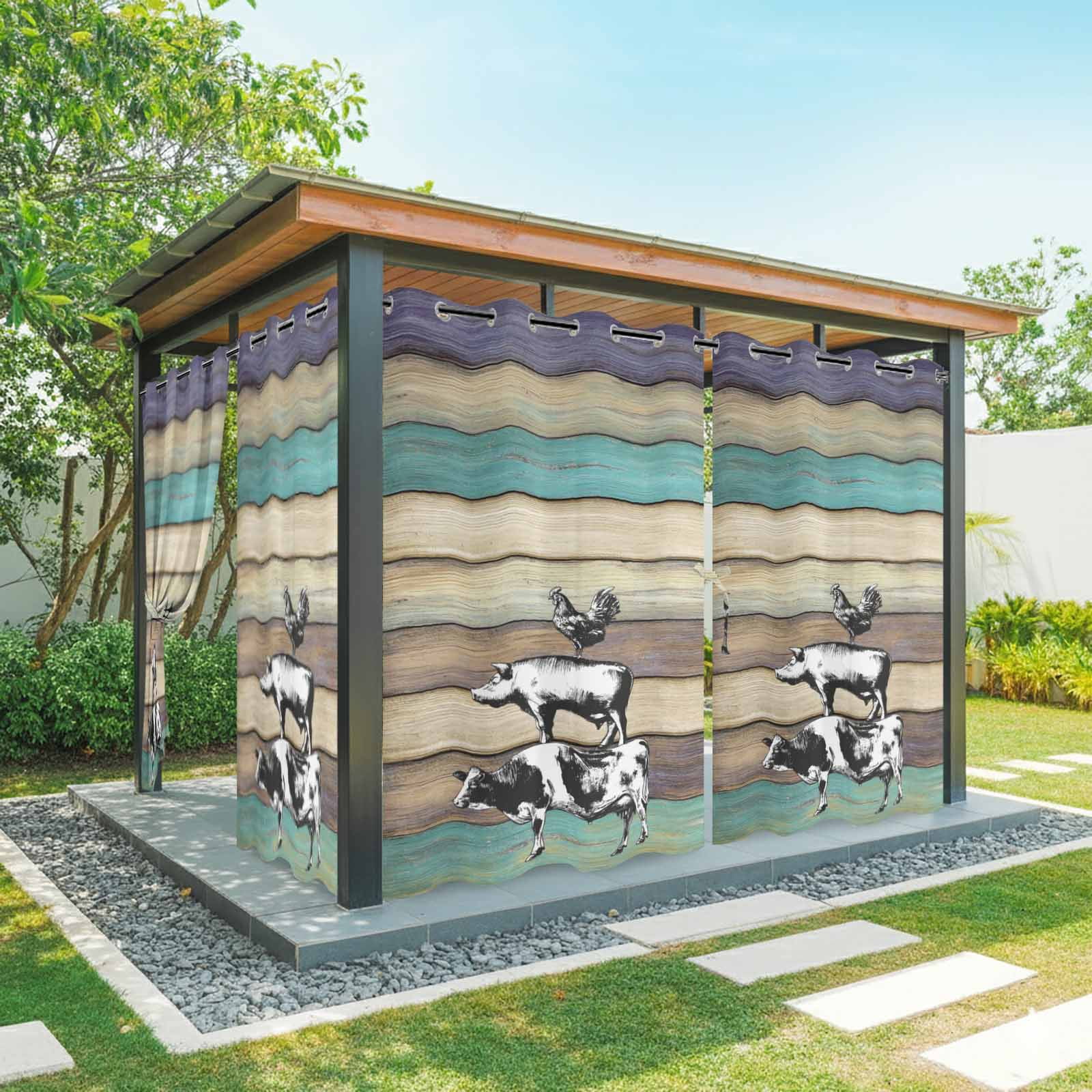 1 Panel Outdoor Curtains for Patio Waterproof 54"x84", Farmhouse ...
