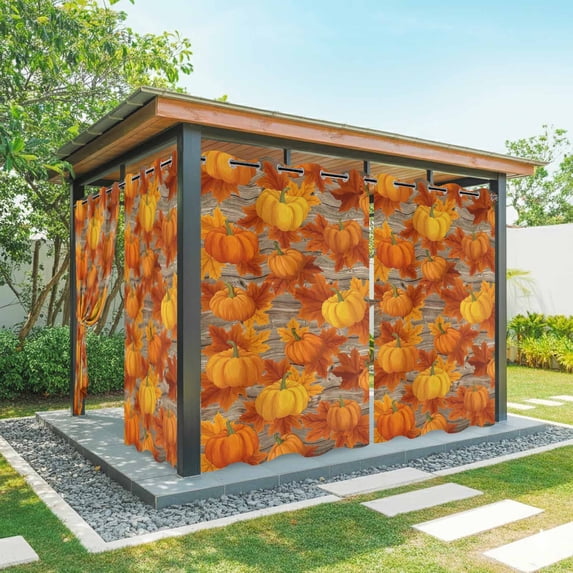 1 Panel Outdoor Curtains for Patio Waterproof 54"x84", Orange Fall ...
