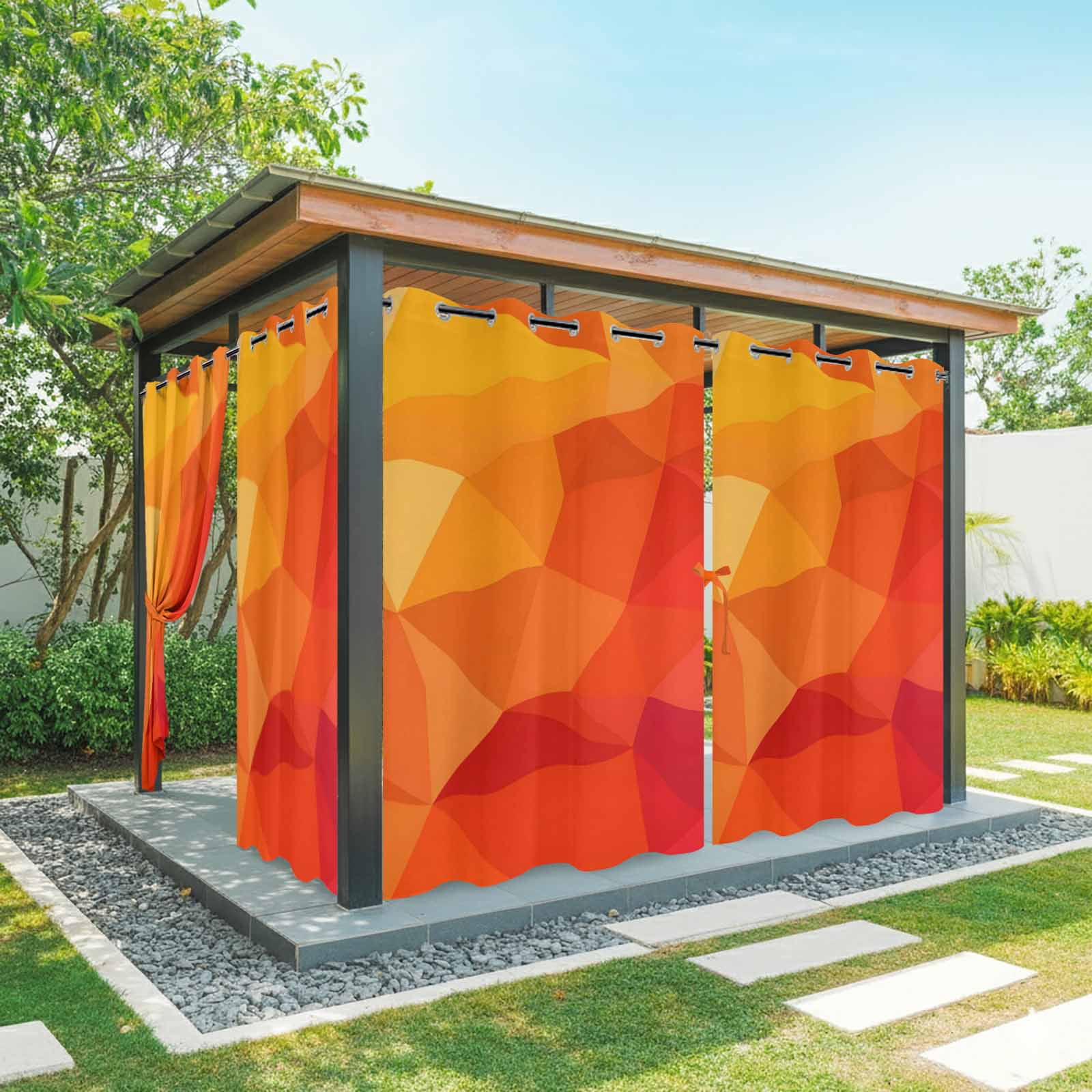 1 Panel Outdoor Curtains for Patio Waterproof 54"x95" Red Orange ...