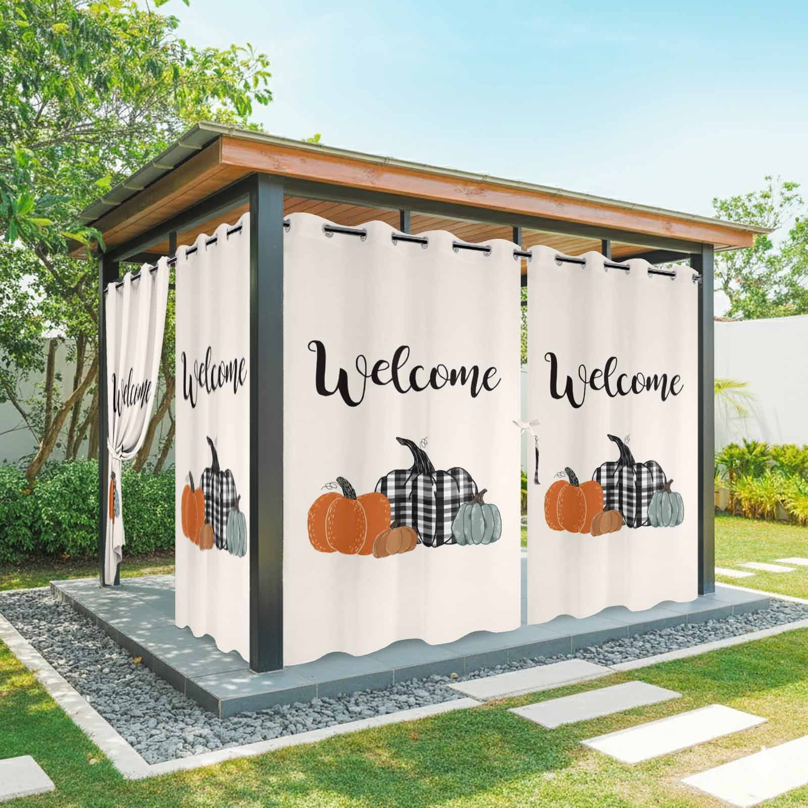 1 Panel Outdoor Curtains for Patio Waterproof 54"x95" Thanksgiving ...
